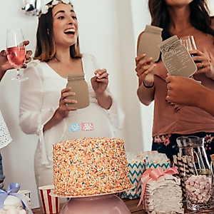 Lincia 50 Pcs Baby Shower Prediction and Advice Cards Mason Jar Advice and Prediction Cards Baby Shower Cards for Baby Shower Gender Reveal Party Supplies Mom Dad Party Decorations(Brown)