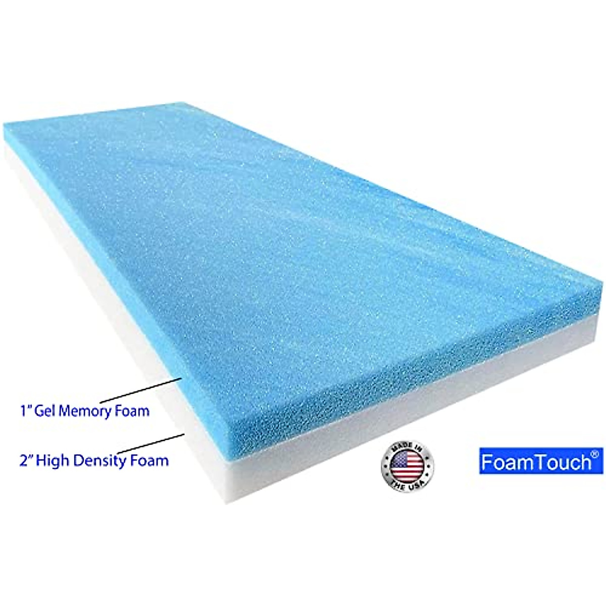 FoamTouch 2" Height x 30" Width x 75" Length Camper/RV bunk Mattress with Gel Memory Foam -No Cover
