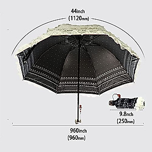 WANLIAN Princess Lace Ultraviolet-Proof Triple Folding Umbrella Dome used for ParasolDecorations Photoshoot Props.（Rice white）