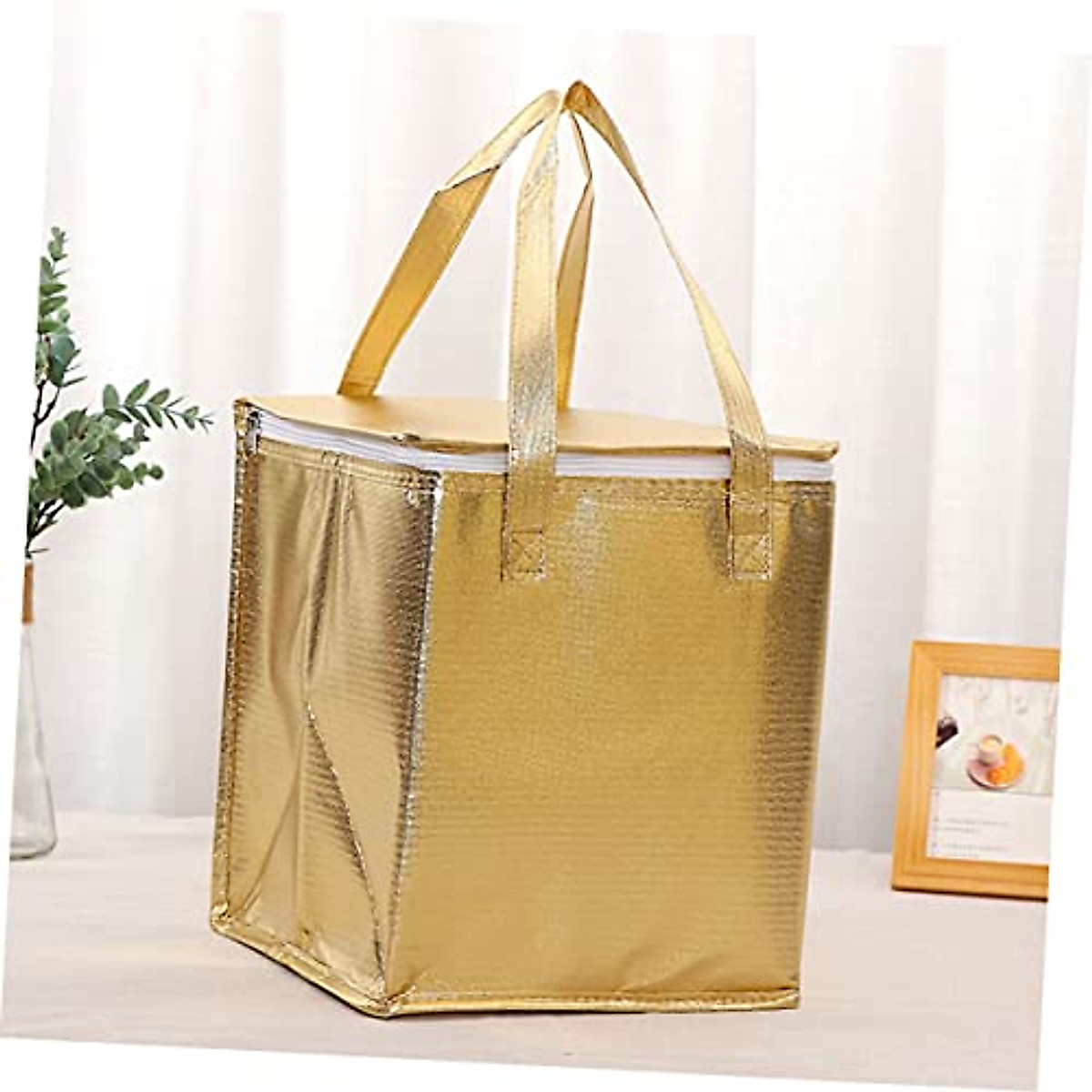Abaodam 2pcs Baking Tote Car Tote Organizer Tote Bag Foldable Lunch Bag Insulated Shopping Bag Insulated Coffee Car Commercial Catering Bag Non-woven Fabric Golden Take-out Food Bag Food