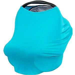Creation Core 3 in 1 Nursing Breastfeeding Cover Baby Car Seat Cover Canopy Stretchy Carseat Canopy Grocery Cart Cover (Blue)