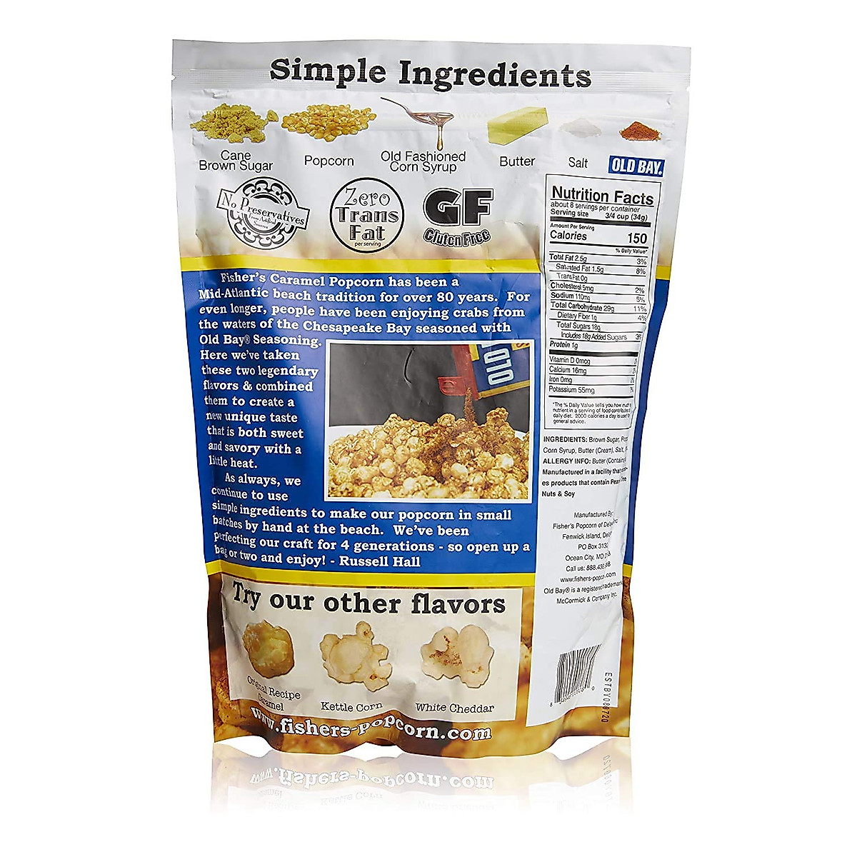 Fisher's Popcorn Old Bay Seasoned Caramel Popcorn