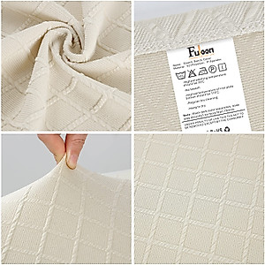 Fuloon Stretch Jacquard Dining Bench Cover - Anti-Dust Removable Bench Slipcover Washable Bench Seat Protector Cover for Living Room, Bedroom, Kitchen (Beige)