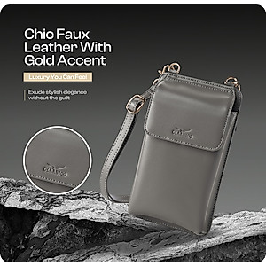 Claasico Womens Crossbody Wallet & Phone Case | iPhone/Samsung/LG Magnet Cell Pouch & Handbag Grey