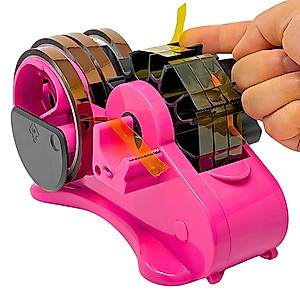 Echomerx Multi-Roll Heat Tape Dispenser Sublimation - Best Cut Heat Resistant Thermal Tape for Sublimation Transfer, Pen Holder, 1 and 3 inch Core, Optional Heat Press Tape Pack, Pink