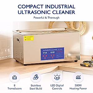 CREWORKS Ultrasonic Cleaner with Digital Timer and Heater, 22L Ultrasonic Cavitation Machine, 480W 304 Stainless Steel Professional Sonic Cleaning Machine for Jewelry Circuit Boards Auto Parts More