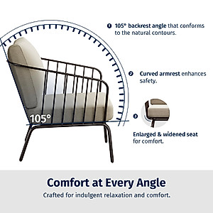 EAST OAK 4-Piece Plaza Patio Furniture Set, Outdoor Furniture with Thick Cushion Sofa and Coffee Table, Modern Patio Conversation Set for Garden, Backyard and Porch, Brown & Beige