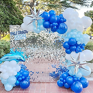 Shimmer Wall Backdrop 36 Panels Silver Backdrop Shimmer Panels Glitter Sequin Backdrop for Wedding Bridal Shower Birthday Decorations