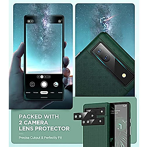 Kopbel for Google Pixel 6A Case [Military Grade Shockproof] with 2 Tempered Glass Camera Lens Protector, Dual Layer Protective Case for Pixel 8A Green