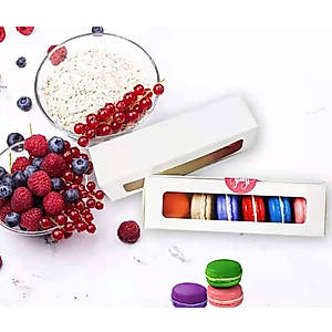 wraphay 30 Pack Macaron Boxes with Window White Pastry Packaging Container for 6 Bakery French Cocoa Truffle Wedding Gift Dessert Cookies Treat Delivery Box