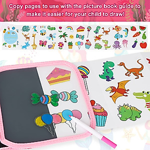 Qrytoi Erasable Book Doodle Set for Kids,Magic Drawing Book for Kids,Reusable Drawing Book 12 Watercolor Pens 14 Page Drawing,Road Trip Car Game Writing Painting Set for Boys and Girls (Mermaid)