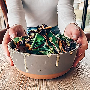 Mora Ceramic Flat Bowls Set of 4-25 oz- For Soup, Salad, Rice, Cereal, Breakfast, Dinner, Serving, Oatmeal, etc - Microwave, Dishwasher and Oven Safe Porcelain Bowl for Eating and Kitchen - Neutrals