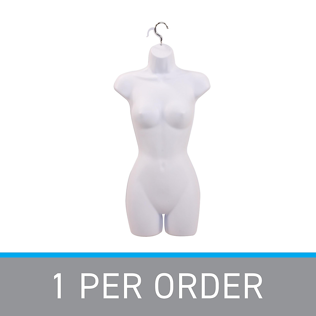 SSWBasics Female Mannequin Torso - Fits Women’s Sizes 5-10 - Molded, Shatterproof & White