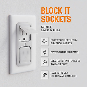 Wall Nanny Extender + The Block-It-Socket - Extends Baby Gates 4 Inches and Keep Children Safe from Outlets