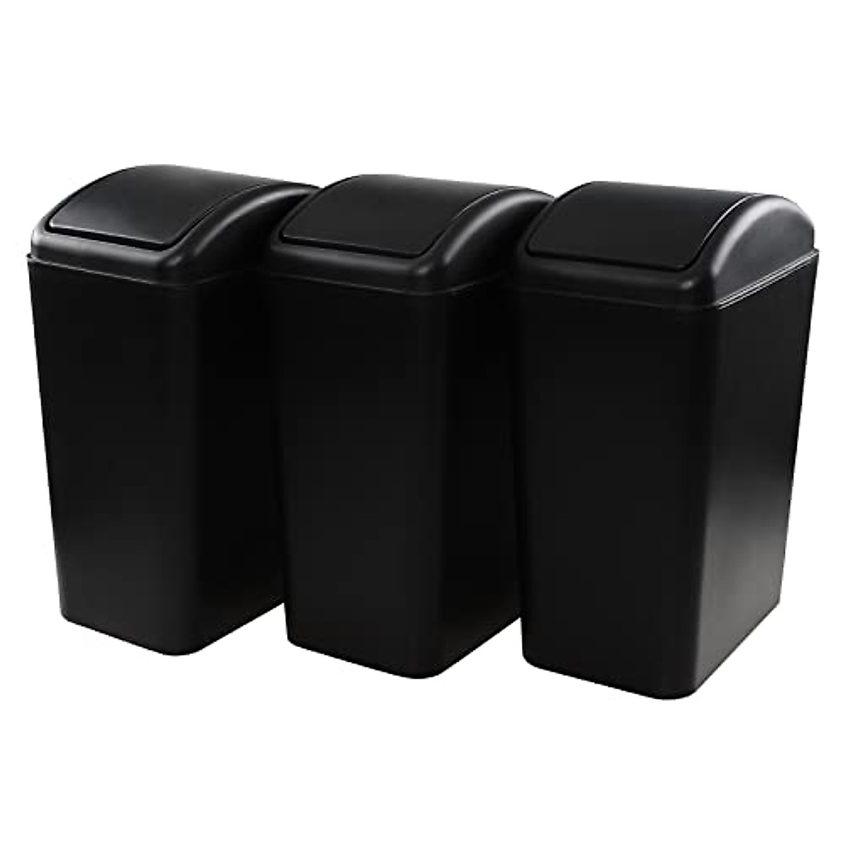 Sosody 4.5 Gallon Swing Top Trash Bin, Plastic Garbage Can with Lid, Black, 3 Pack