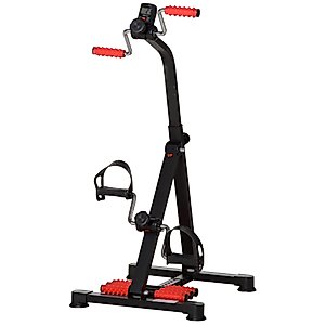 Soozier Pedal Exerciser, Hand Arm Knee and Leg Exercise Machine for Seniors, Height-Adjustable, with LCD Display and Foot Massage Roller