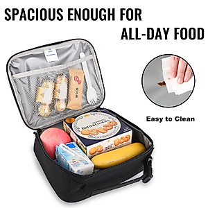 Genteen Insulated Lunch Bag, Lunch Box Kids Double Zipper Kids Lunch Bag,Durable Soft Bag & Freezable Lunch Bag Black Lunch Bag for Boys Mens Reusable Lunch Bag for School,Work,Outdoor