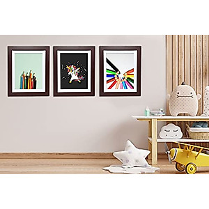 FrameWorks 10” x 12.5” Mahogany Wooden Kid Art Frame with Gallery Style Edges, Tempered Glass, and Elastic Straps 2-Pack