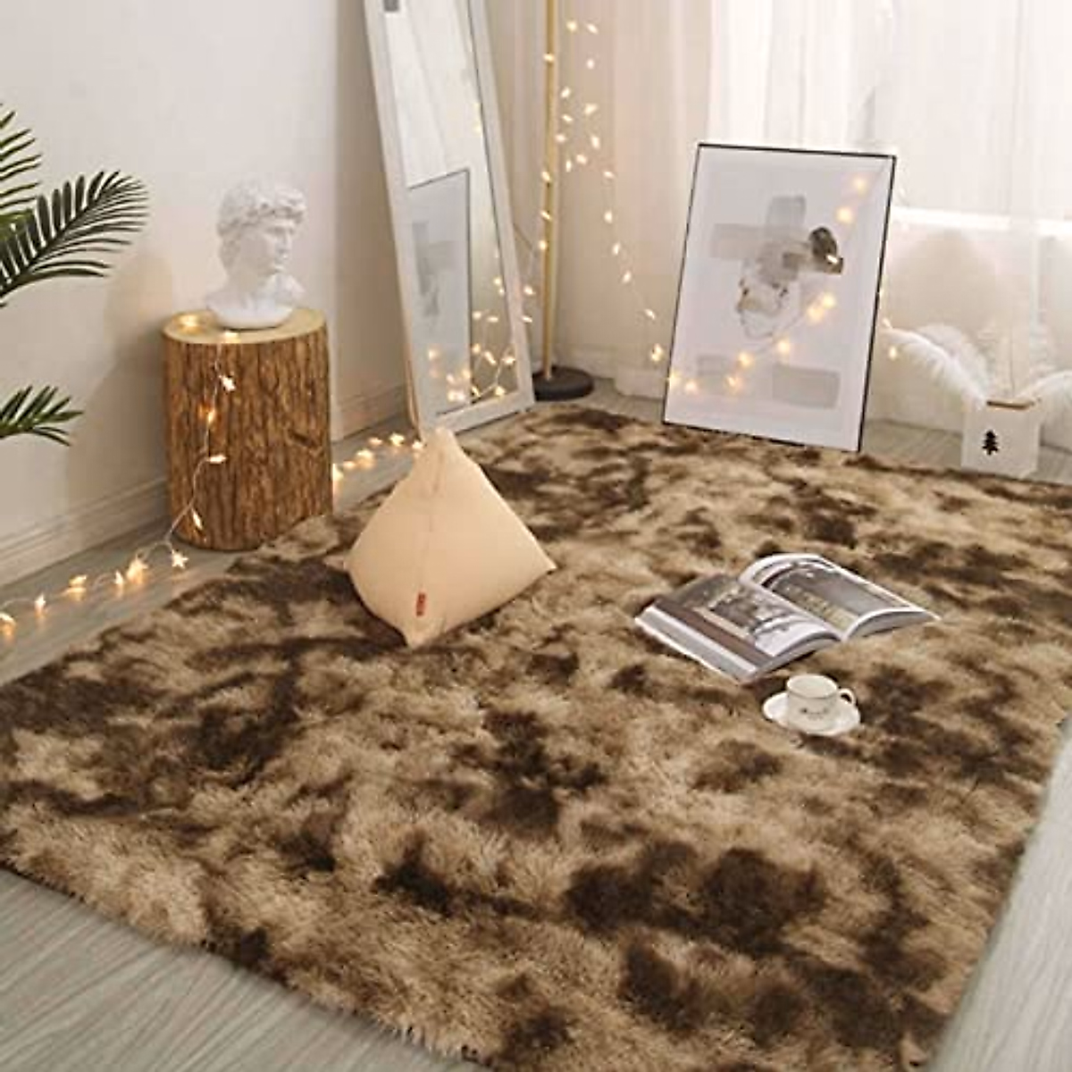 Textured Soft Blanket, Warm and Lightweight Throw Blanket, Cute Shaggy Bedside Blanket Floor Mat Carpet Household Living Room Bedroom Decor - Coffee 5080cm