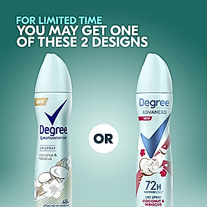 Degree Advanced Antiperspirant Deodorant Dry Spray Coconut & Hibiscus 3 count 72-Hour Sweat and Odor Protection Deodorant Spray With MotionSense Technology 3.8 oz