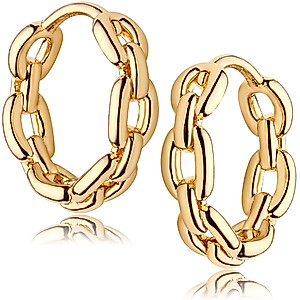 FETTERO Gold Huggie Hoop Earrings for Women Gold Plated Dainty Hypoallergenic Earrings Twist Link Hoops Simple Minimalist Earring Jewelry for Women