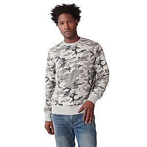 Lucky Brand Men's Long Sleeve Crew Neck Sweatshirt, Grey Camo, S