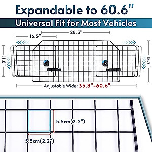 rabbitgoo Dog Car Barrier for SUVs, Large Pet Car Gate Divider Cargo Area, Adjustable Pet SUV Barriers Universal-Fit, Heavy-Duty Wire Mesh Dog Car Guard,Van Vehicles Dogs Car Accessories Safety Travel