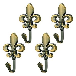 GoYonder Decorative Wall Hanging Coat Hooks Zinc Alloy Curtain Tieback Holders Screws Set of 4 Flower Shape (Bronze)