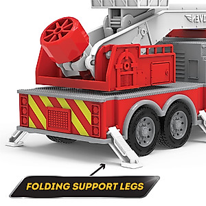 Driven by Battat – Micro 1/124 Scale – Fire Truck Toy– Realistic Toy Truck with Flashing Lights and Siren Sound & More – Gift Toy Car for Boys & Girls & Toddlers Age 3+