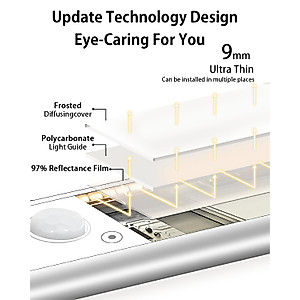 90LED Motion Sensor Under Cabinet Light,Closet Lights 3 Color Temperature&Stepless Dimming,Wireless Rechargeable 2200mAh Battery,Magnetic Closet Lighting for Kitchen,Bedroom,Cupboard,Stairs,2 Pack