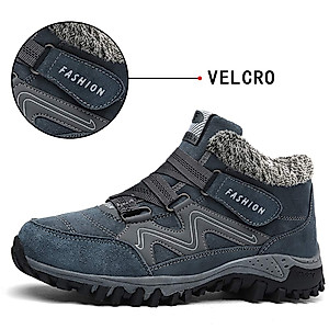 VARSKARC Man's Winter Thermal Velvet Velcro Buckle Trendy Joker Hiking Sneakers