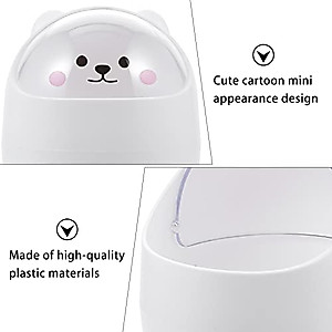 LIFKOME Cute Mini Desktop Trash Can Mini Trash Can with Lid Desktops Cartoon Animals Waste Bin Cute Shape Small Garbage Can Large Capacity Cartoon Wastebasket for Home Kitchen Office