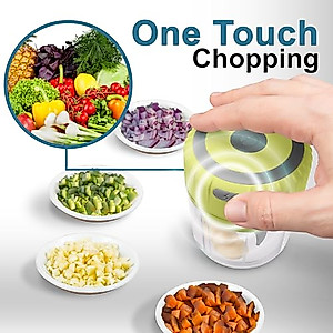 Real Simple Electric Mini Food Processor | Great for Garlic, Onion, Ginger, Jalapeño, Mini Chopper for Quick Food Prep Station | Portable USB Charging, 250 ML Food Container | Yellow