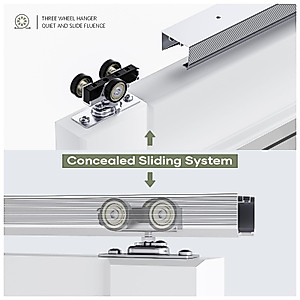 EaseLife 5FT/60in Sliding Pocket Door Hardware Kit,Commercial Grade,Aluminum Box Rail Kit,Slide Smoothly Quietly,Easy Install,No Door (60" Track Kit for 23"~30" Wide Single Door)