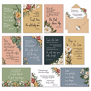 Whaline 40 Pack Christian Greeting Cards Bible Verse Floral Decorative Gift Cards with Envelopes & Stickers Blank Note Cards Assortment for Baby Shower Birthday Party Supplies