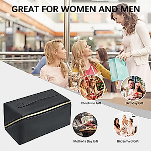 rlokosfb Portable Makeup Bag Opens Flat for Easy Access,Waterproof Cosmetic Bag Toiletry Bag,Travel Accessories Overnight Bag for Toiletries and Daily Use,Gifts for Women (Black Large, Super Large)