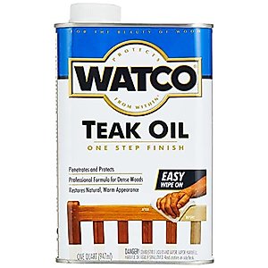 RUST-OLEUM, Quart Watco A67141 Teak Oil Finish, Clear, 32 Fl Oz