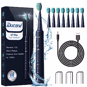 Ducard V7 Pro Electric Toothbrush for Adults- Rechargeable Toothbrush 12 Modes & 9 Brush Heads - 3 Hr Charge Last 60 Days Ultra Sonic Toothbrush for Adults (Navy Blue), (DY-152)
