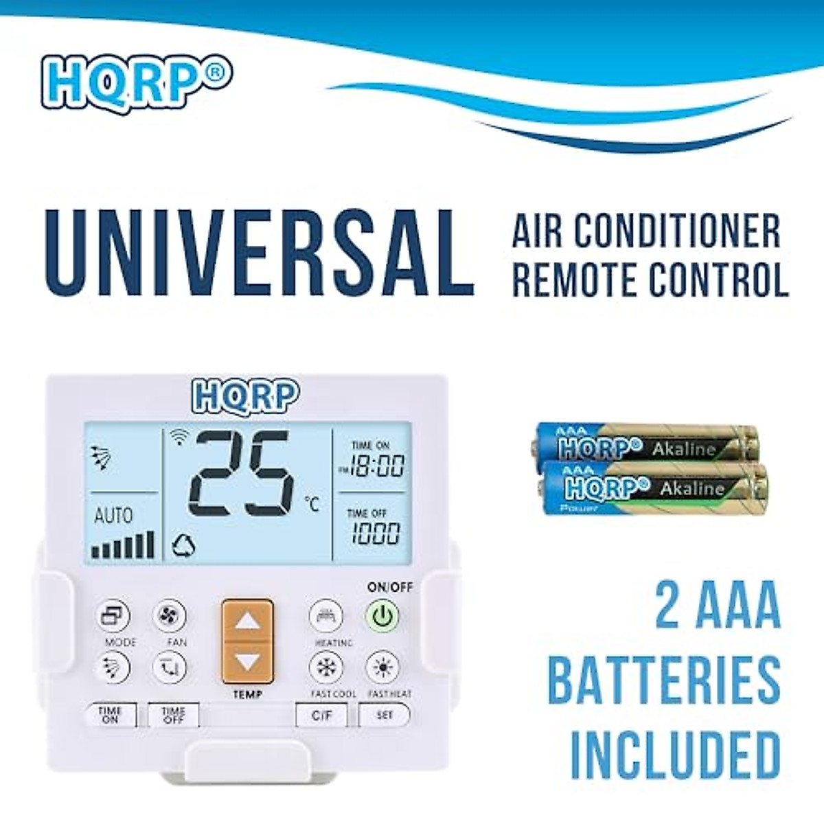 HQRP Universal Remote Control for Air Conditioner: Window AC, Split AC, Mini Split AC etc. Compatible with Gree Midea Fujitsu Mitsubishi Lg Panasonic Sharp Hisense Haier Aux Mirage, 1000 Other Brands