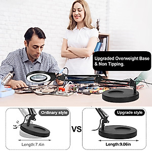 10X Magnifying Glass Light Stand Desktop Lamp Desk Table Close Work Up for Crafting, Model Assembly, Reading, Sewing, Jewelry Making, Easy Adjustable Head Controller, Wider Clamp Stable Base