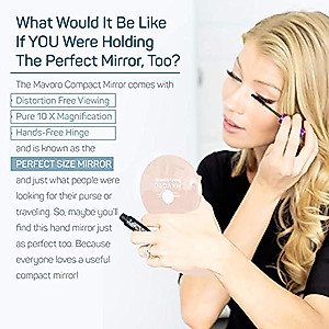 Magnifying Compact Mirror for Purses, 1x/10x Magnification – Double Sided Travel Makeup Mirror, 4 Inch Small Pocket or Purse Mirror. Distortion Free Folding Portable Compact Mirrors (Millennial Pink)