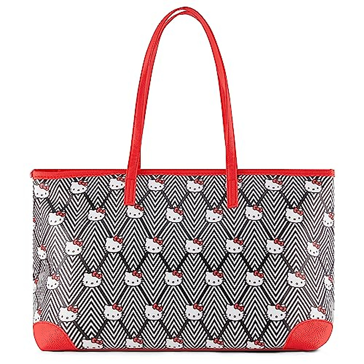 Hello Kitty Leather Tote bag - Girls, Boys, Teens, Adults - Officially Licensed Hello Kitty Faux PU Leather Cosplay Tote Handbag with Pouch