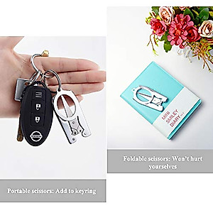 QUMENEY 4PCS Folding Scissors Portable Stainless Steel Scissors, Mini Foldable Travel Pocket Cutter, Small Compact Paper String Craft Scissors Cutter for Crafting, Camping, Emergency, Survival