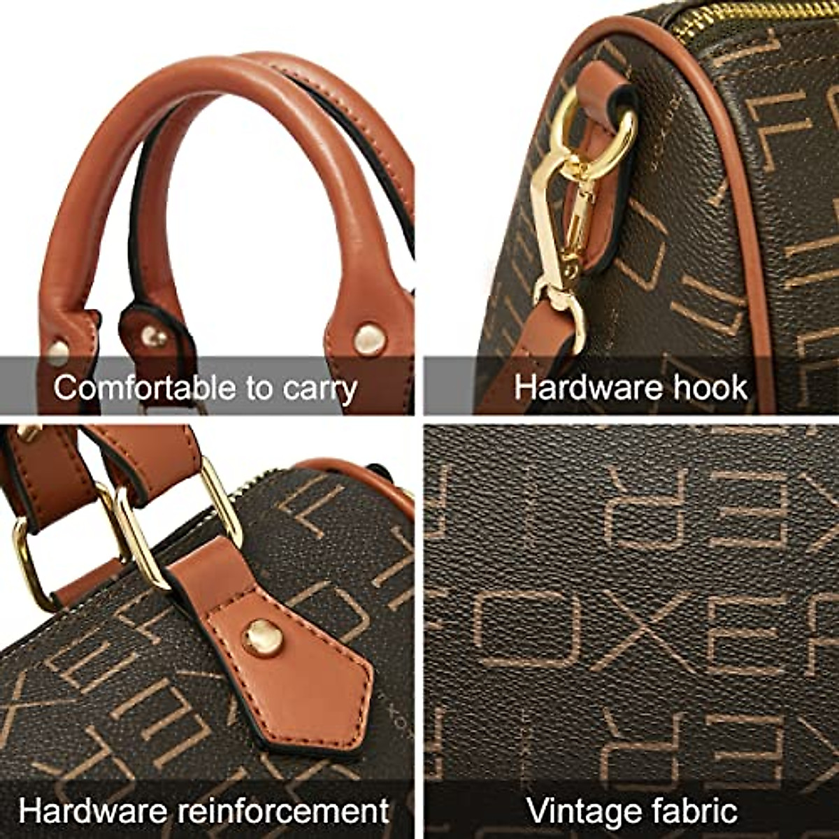 FOXLOVER Crossbody Handbags for Women, PVC Faux Leather Ladies Top Handle Handbags Satchel Bags