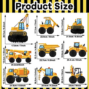 Justforjoyful 9PCS Construction Birthday Party Supplies Construction Honeycomb Centerpieces Construction Car 3D Table Toppers Dump Truck Party Decors for Kids Boys Baby Shower Birthday Party Favors