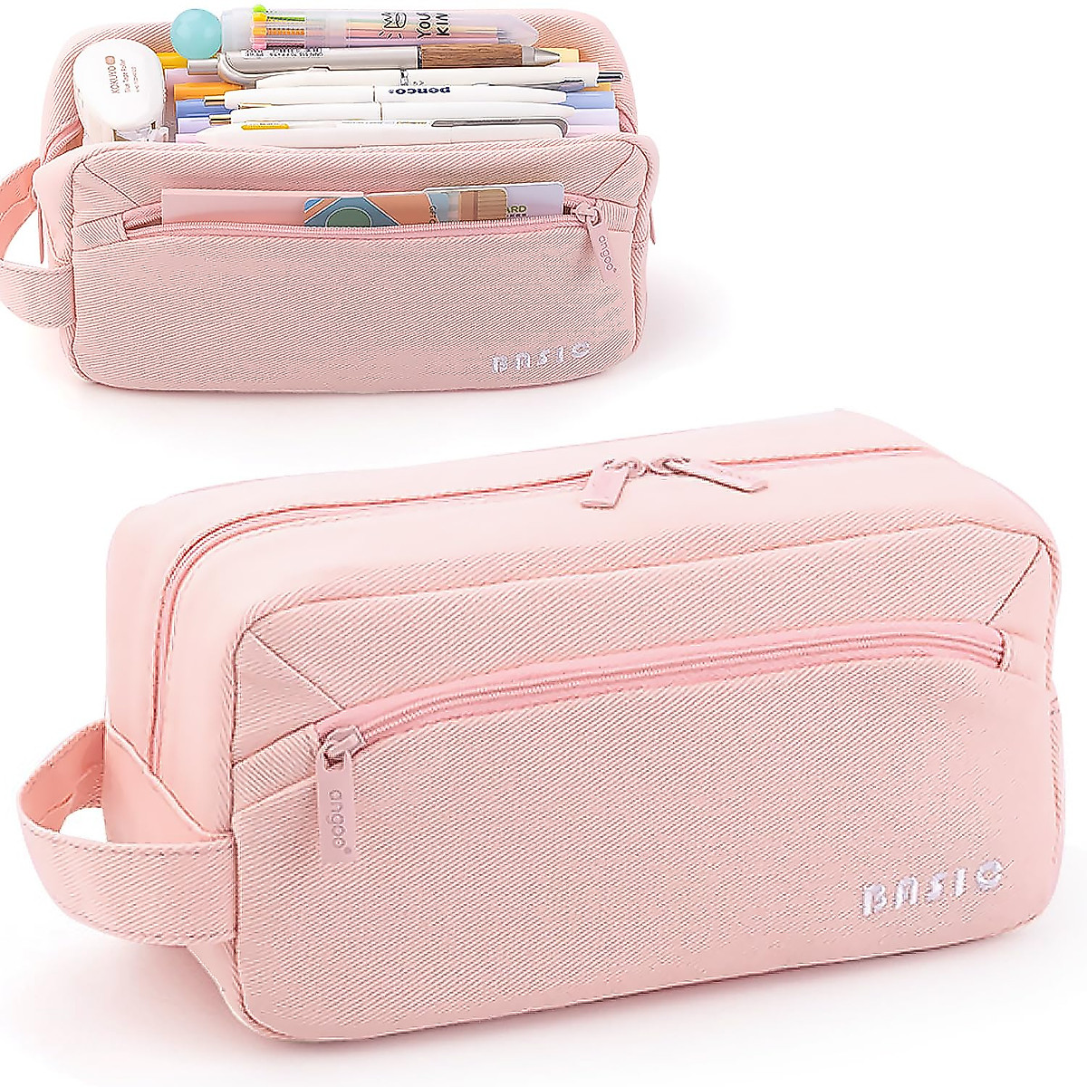 Large Capacity Pencil Case 3 Compartments, Portable Pencil Case with Zipper, Aesthetic Pencil Bag Pouch College Office School, Multifunctional Stationery Organizer for Students Teen Girl Boy Adults