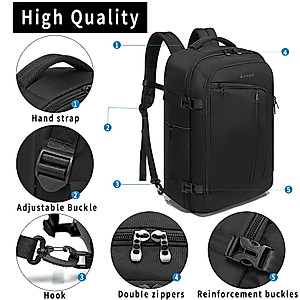 BANGE Travel Overnight Backpack,40-Liter FAA Flight Approved Weekender Bag Carry on Backpack (BLACK (Backpack with 3 Cubes))…