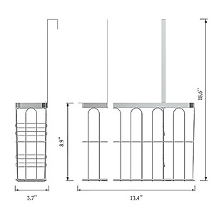 ULFR Over The Cabinet Door Kitchen Storage Organizer Basket, Space Saving Drawer Grid Holder for Cleaning Supplies, Bottles, Board, Chrome Finish with an Easy to Install Divider