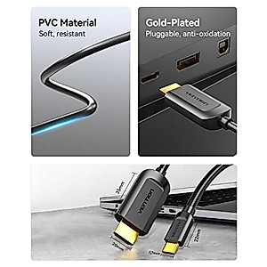 VENTION USB C to HDMI Cable 4K 6.6FT High Speed USB Type C to HDMI Cable Adapter Thunderbolt 3 Compatible for MacBook Pro/Air 2020 iPad Air 4 iPad Pro 2021 iMac Galaxy S20 TV and More