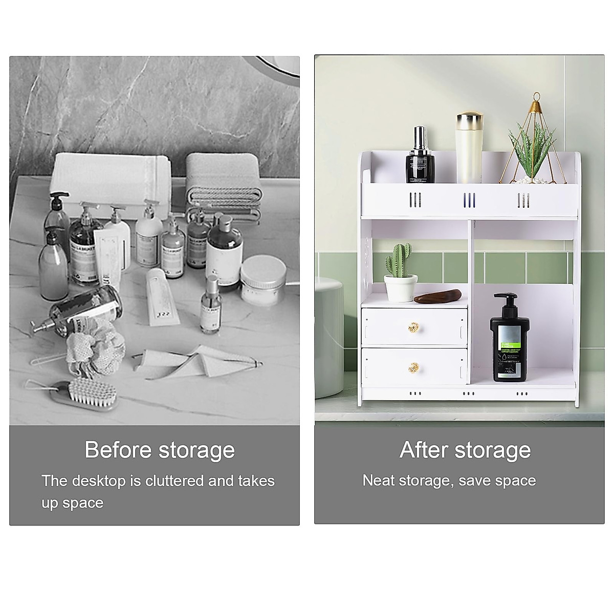 Hesitroad Modern Bathroom Cabinet, Wall Mount Hollow Flower Carved Toilet Storage Shelf Medicine Floor Cabinets Punching Free Cosmetics Organizer for Toilet Kitchen Living Room White